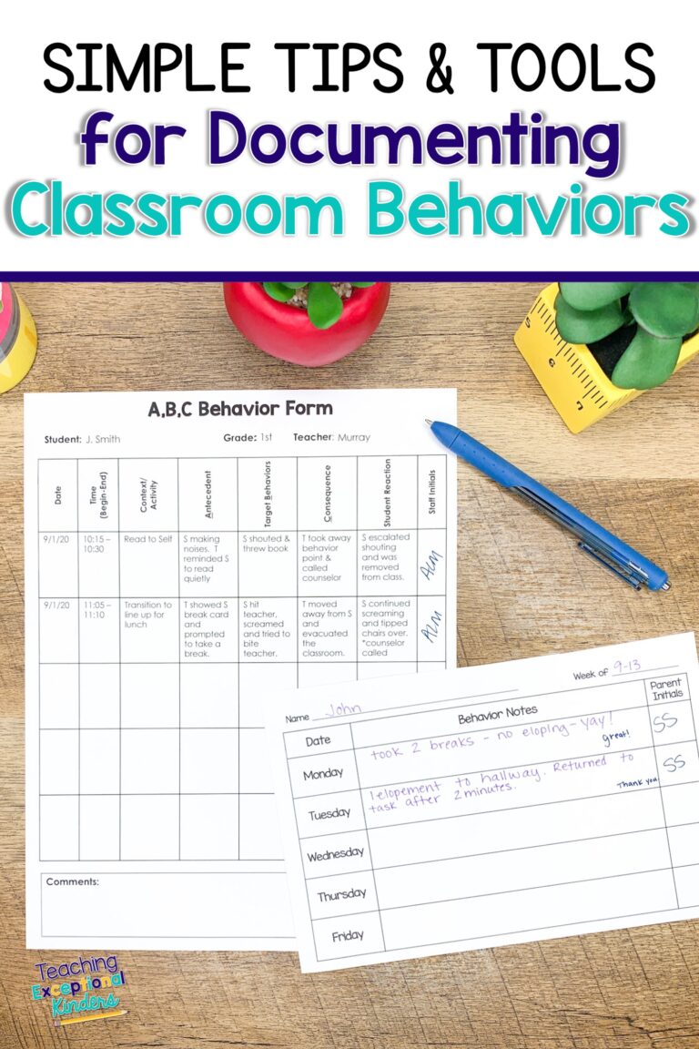 Tips and Tools for Documenting Behavior in the Classroom - Teaching ...
