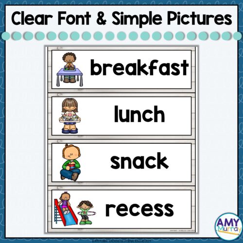 Visual Schedule Cards on Shiplap Background - Teaching Exceptional Kinders