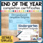 End of the Year Certificates Editable | Completion Certificates ...