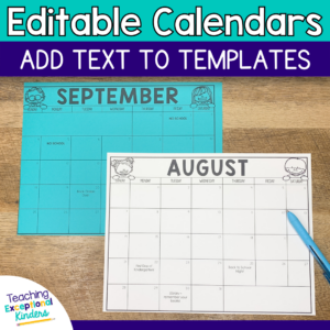Editable Calendar Templates 2022 - 2023 - Teaching Exceptional Kinders