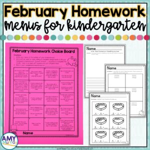 Kindergarten Homework Choice Menu February - Teaching Exceptional Kinders