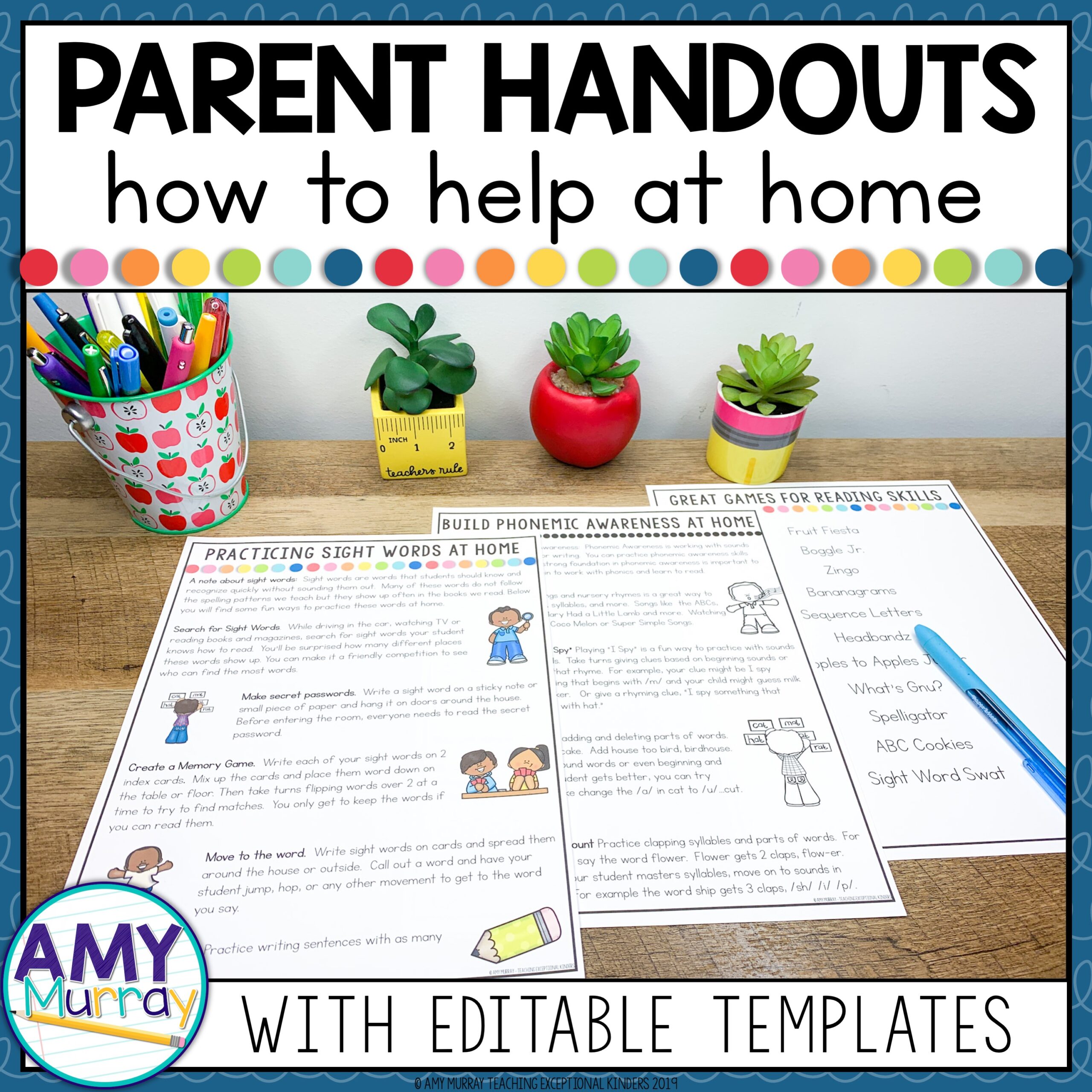 Parent Information Handouts To Send Home For Kindergarten Teaching
