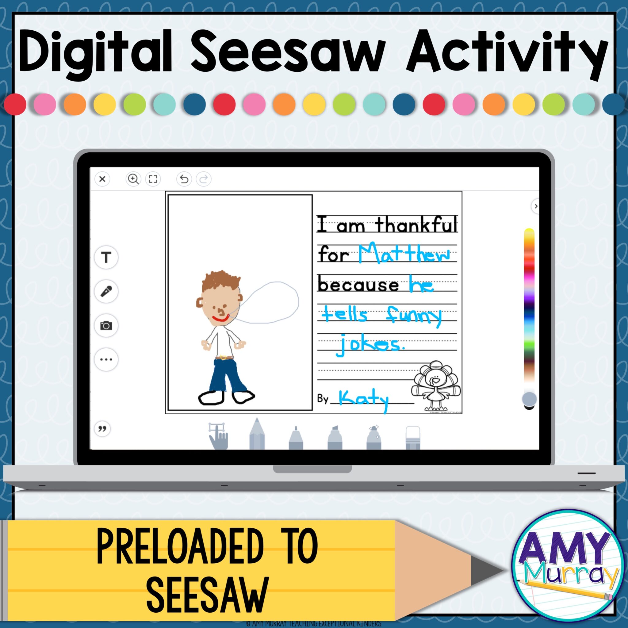 Thankful Writing Prompts Class Book and Digital Activity for Seesaw ...