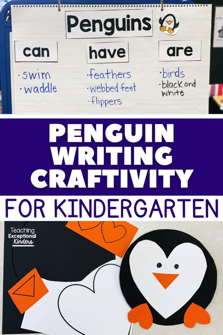 Penguin Writing Craftivity for Kindergarten - Teaching Exceptional Kinders