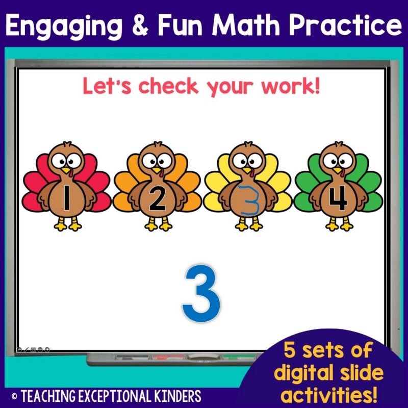 November Kindergarten Math Centers Slides and Activities - Teaching ...