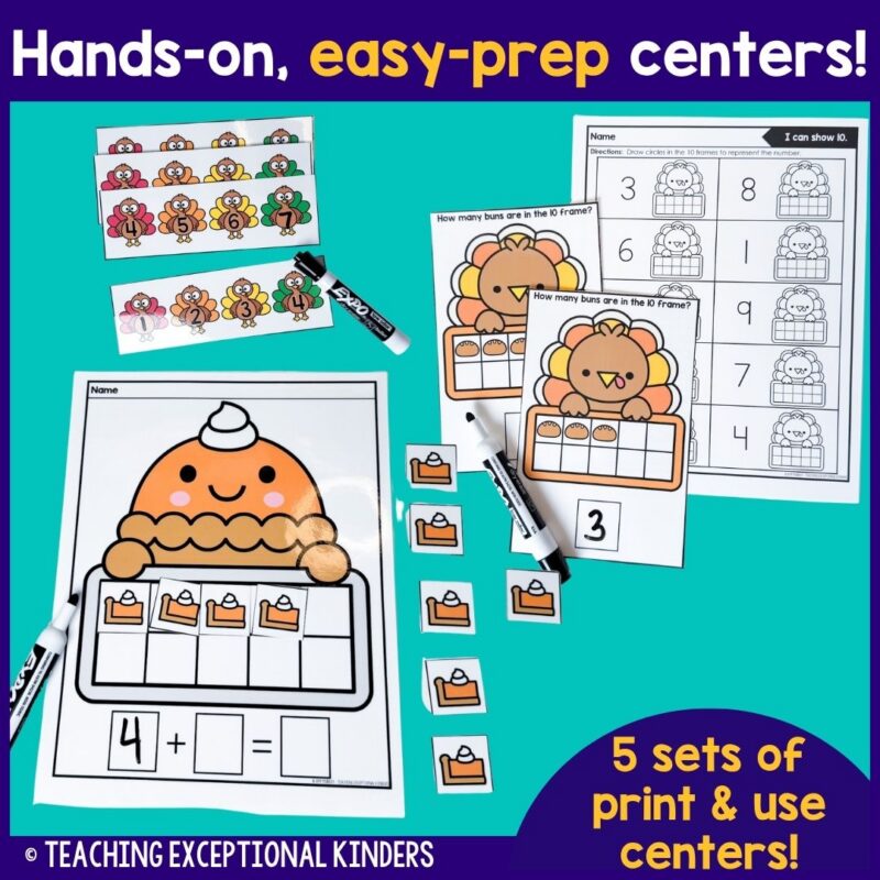 November Kindergarten Math Centers Slides and Activities - Teaching ...