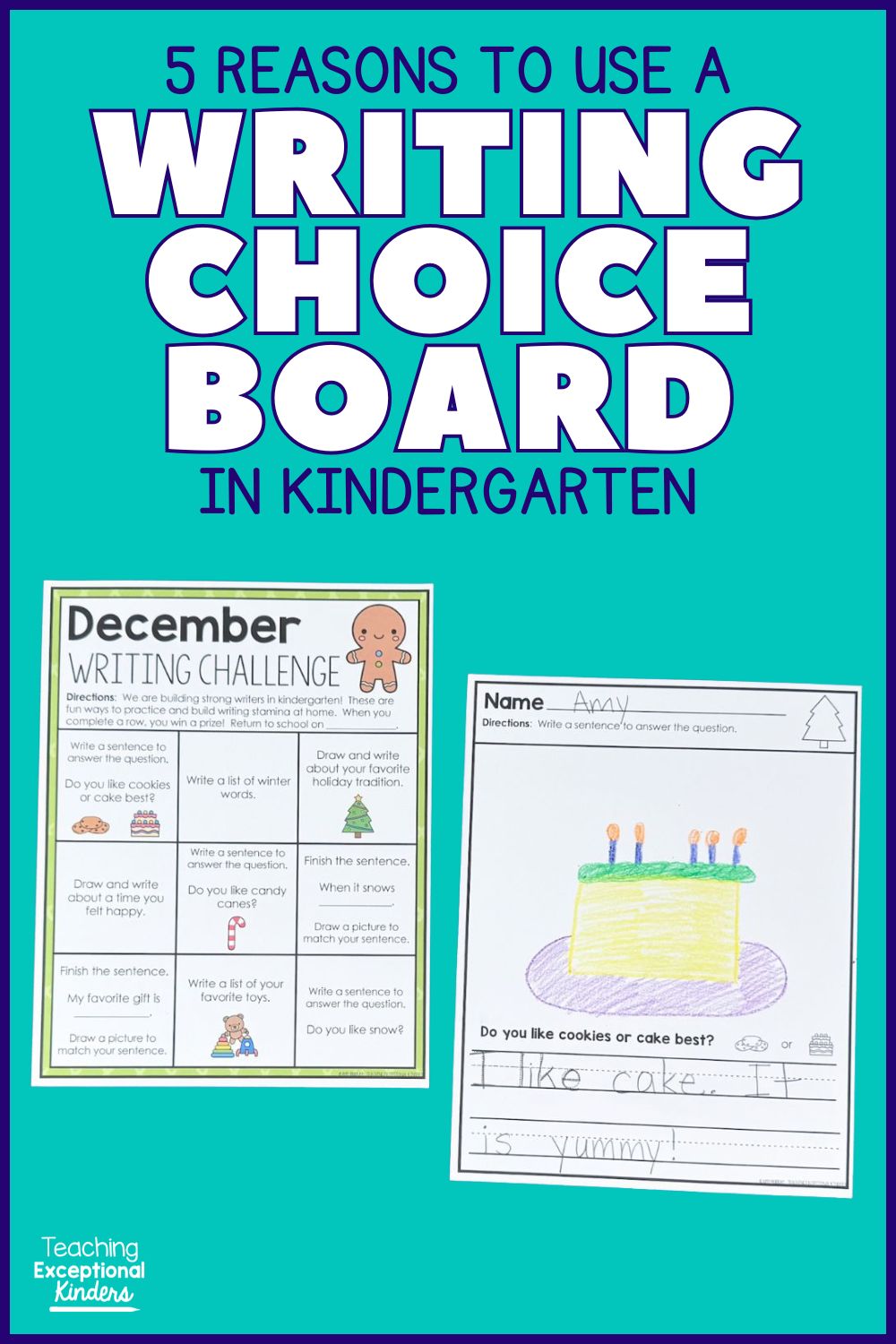 5 Reasons to Use a Writing Choice Board in Kindergarten - Teaching ...